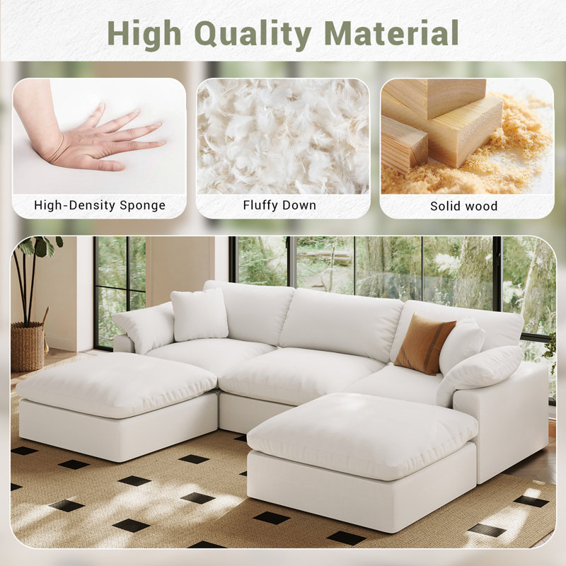 Hokku Designs Oversized Cloud Modular Sectional Sofa, Comfy Down Filled Sectional Sofa ...